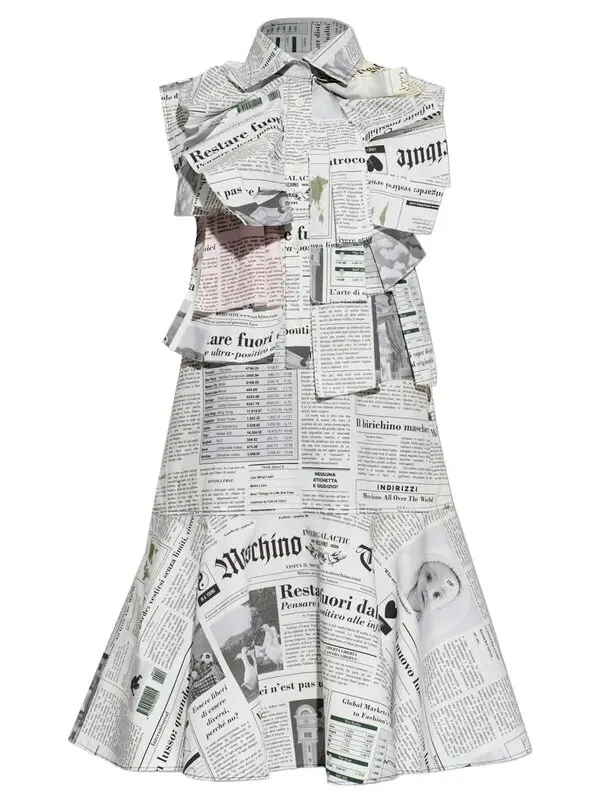 Moschino Newspaper Print Dress - White
