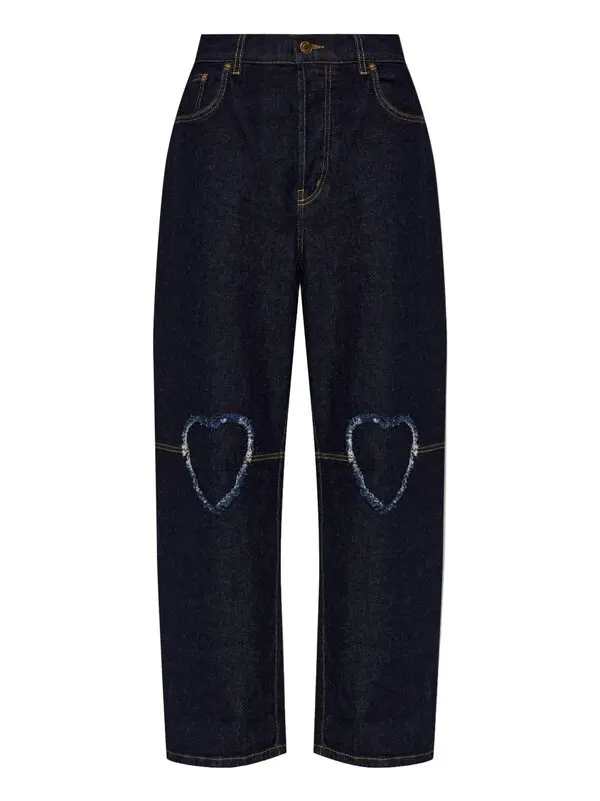 Moschino High-waisted Straight-leg Jeans - Navy Blue