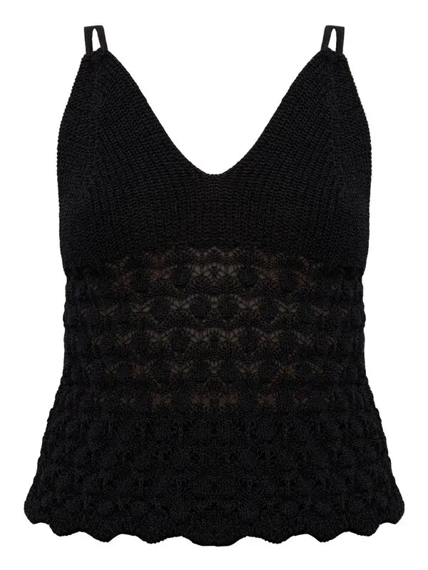 AKEP Decorative Knit Top - Black