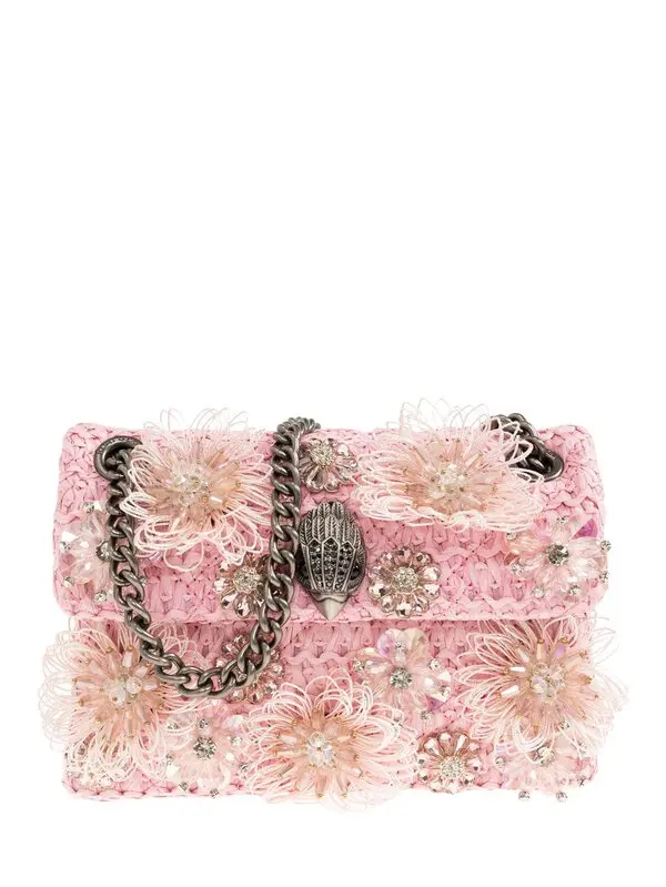 Kurt Geiger Raffia Mini Kensington Shoulder Bag - Pink