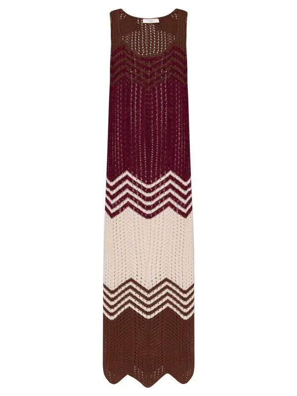 AKEP Decorative Knit Midi Dress - Burgundy
