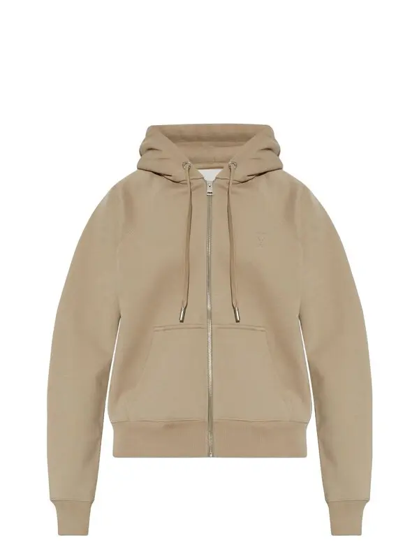 Ami Hooded Zip-up Sweatshirt - Beige
