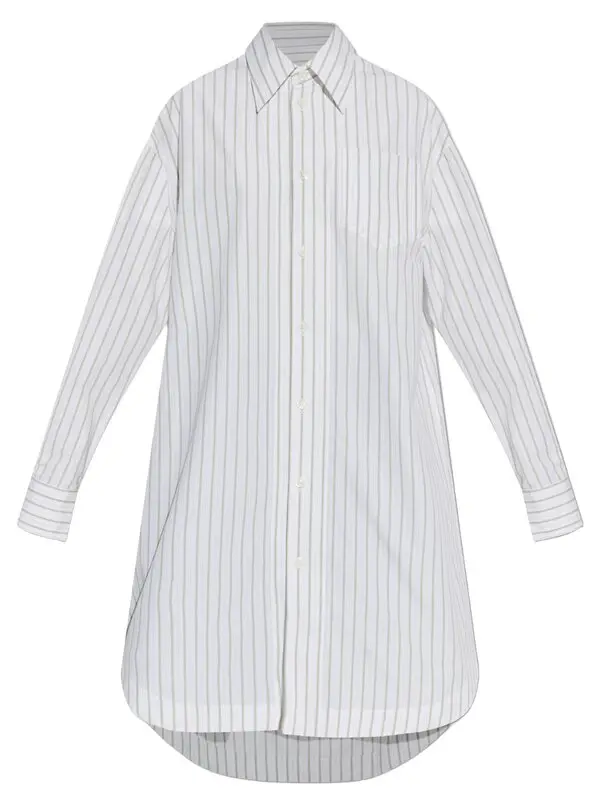 Ami Striped Shirt Dress - White
