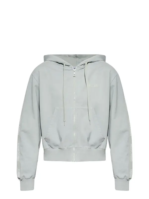 Moschino Logo Zip-up Sweatshirt - Light Blue