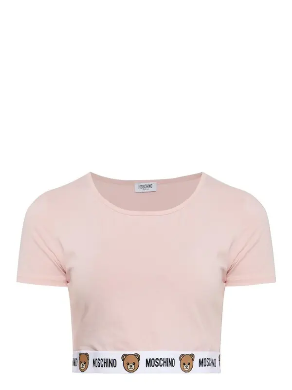 Moschino Cropped Short Sleeve Top - Pink