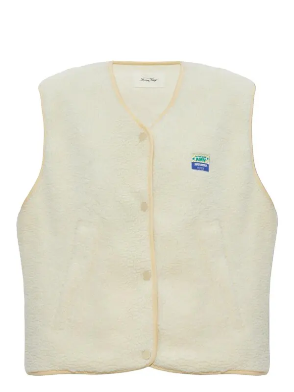 American Vintage Fleece Vest With Logo Patch - Cream