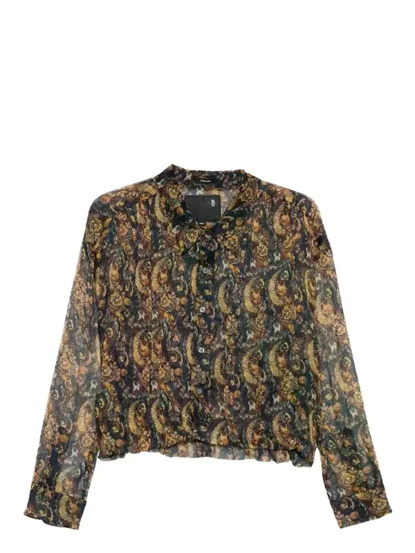 R13 Paisley Print Bubble Shirt - Black