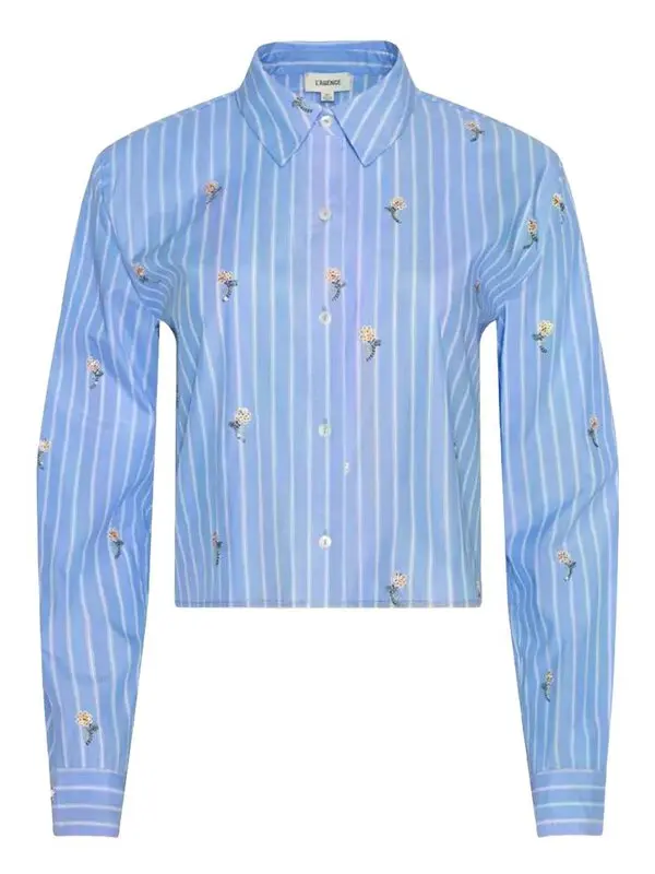 L'Agence Floral Striped Shirt - Blue