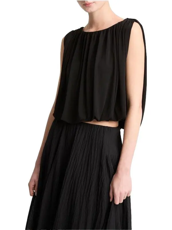 Vince Matte Jersey Bubble Top - Black