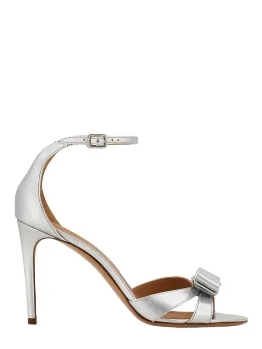 FERRAGAMO Vara Bow Stiletto Sandals - Silver