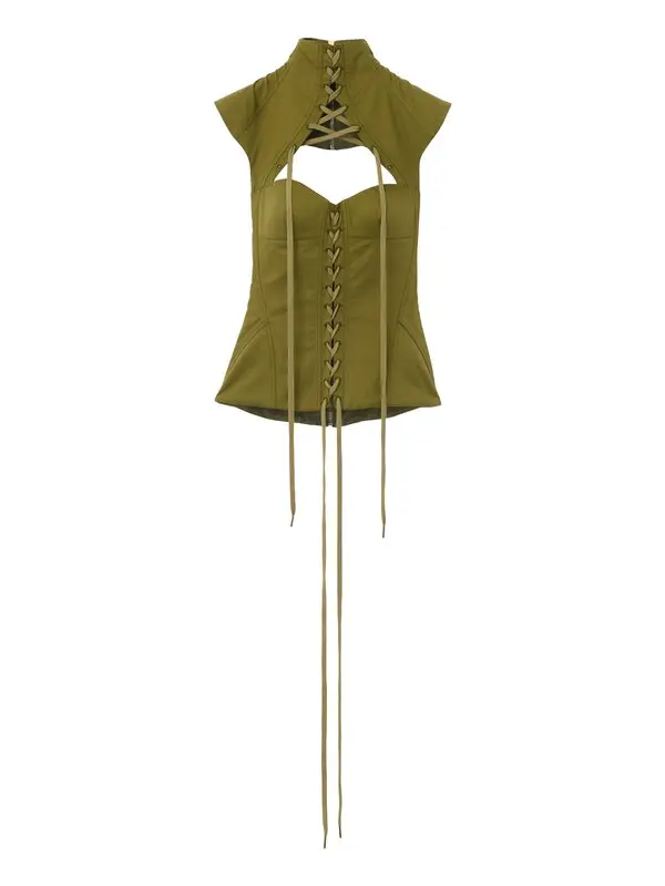 Alexander McQueen Cut-out Corset Top - Olive Green