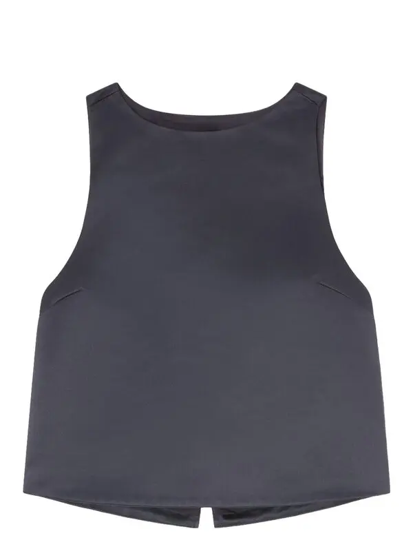 GANNI Satin Tank Top - Black
