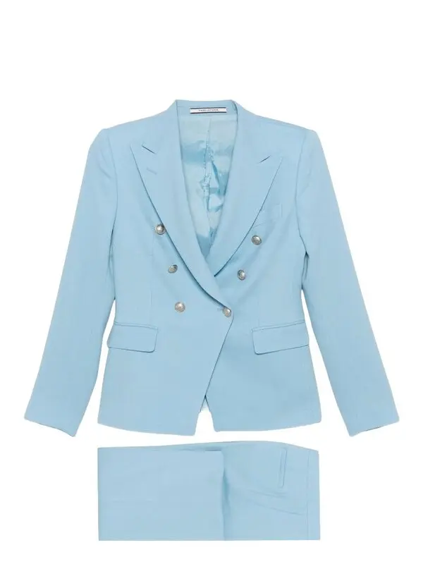 Tagliatore Linen Double-breasted Suit - Sky Blue