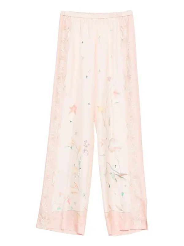 FORTE_FORTE Printed Silk Trousers - Pink
