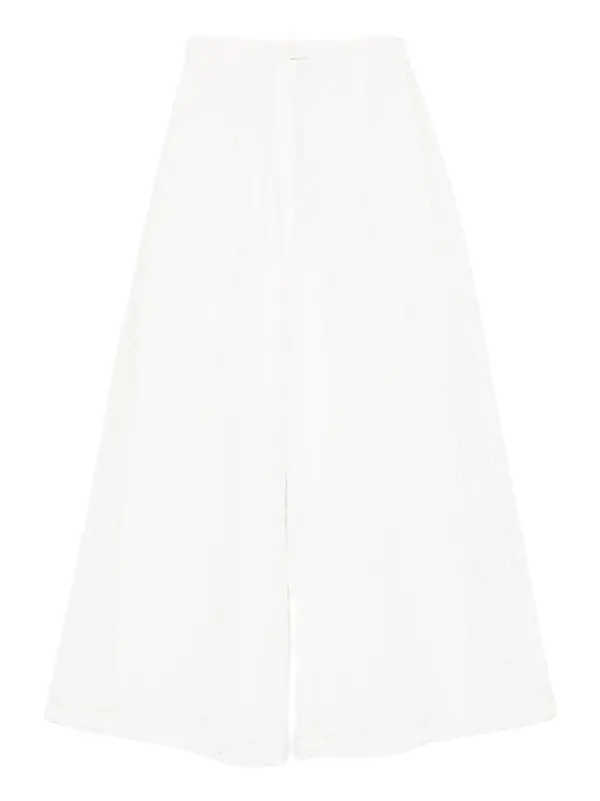 FORTE_FORTE Embroidered Cotton Trousers - White