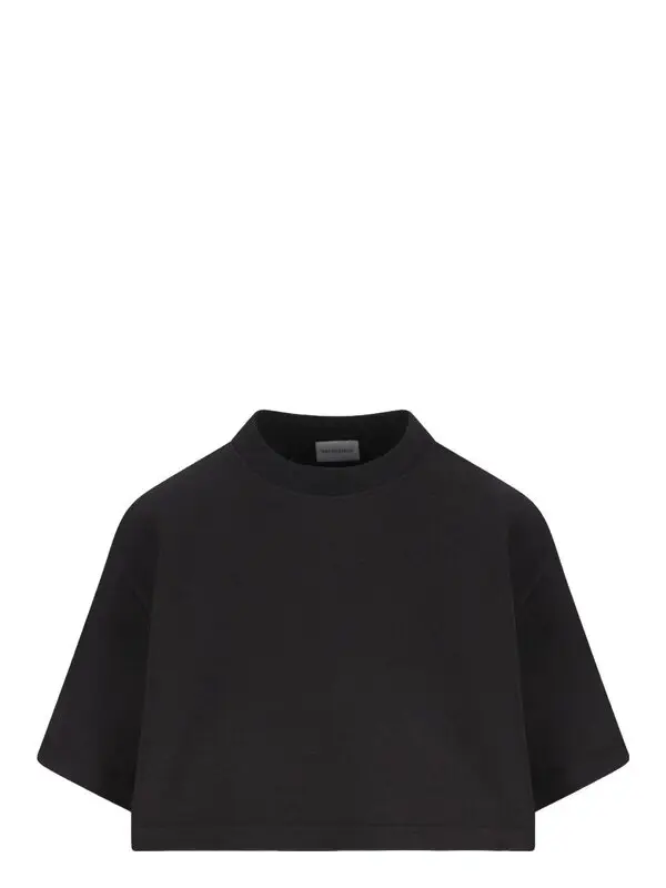 Balenciaga Cotton Cropped T-shirt - Black