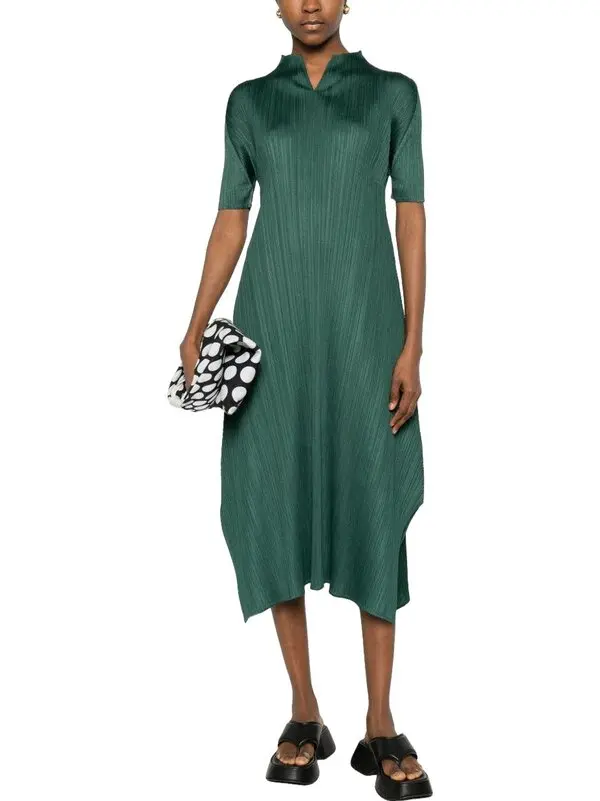 Issey Miyake Pleated Long Dress - Green