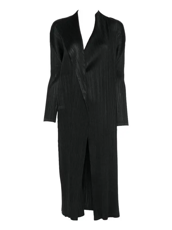 Issey Miyake Pleated Long Coat - Black