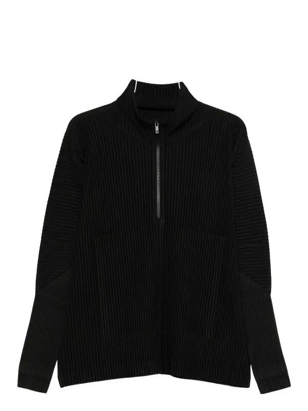 Issey Miyake Pleated Half-zip Sweater - Black
