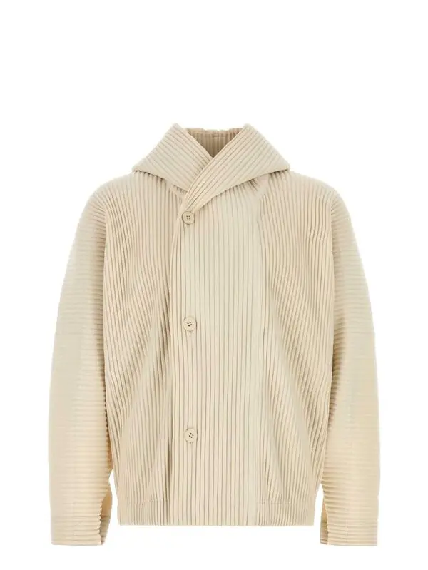 Issey Miyake Pleated Hoodie - Beige