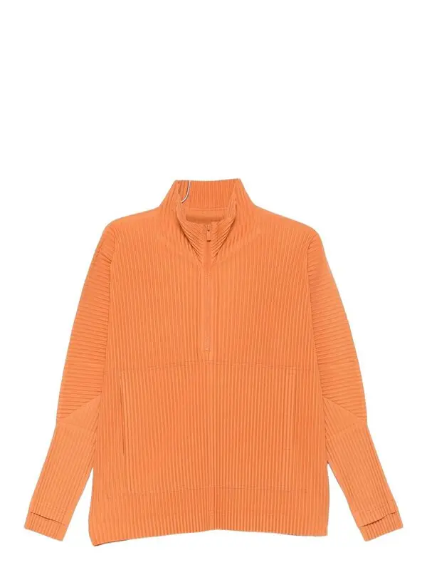 Issey Miyake Pleated Half-zip Sweater - Orange