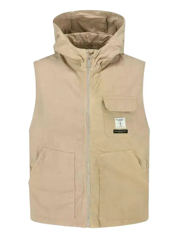 ROY ROGER'S Zip-up Hooded Gilet - Neutrals