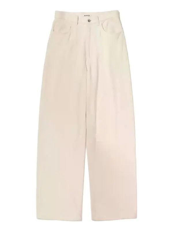 Auralee Silk Wide Leg Jeans - Neutrals