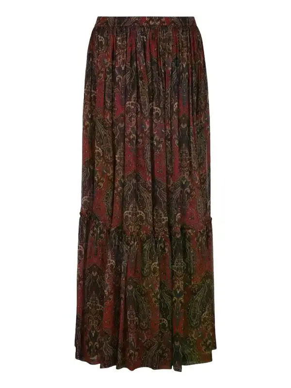 Saint Laurent Paisley Maxi Skirt - Red