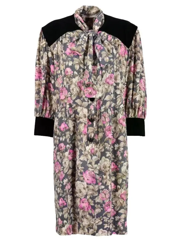 Saint Laurent Floral Velvet Panel Dress - Multicolour