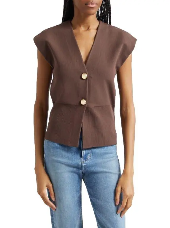 Veronica Beard Isador Sweater Vest - Dark Mocha
