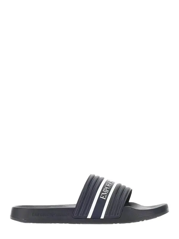 Emporio Armani Striped Slides - Blue