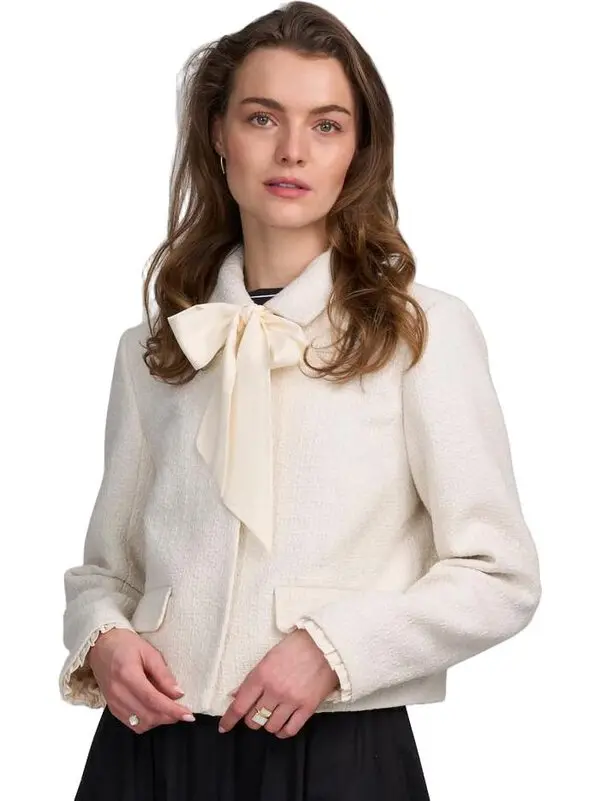 ELLE COLLECTION Tweed Jacket With Bow - Ivory
