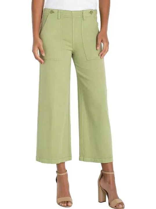 LIVERPOOL High Waist Crop Wide Leg Utility Pants - Lotus