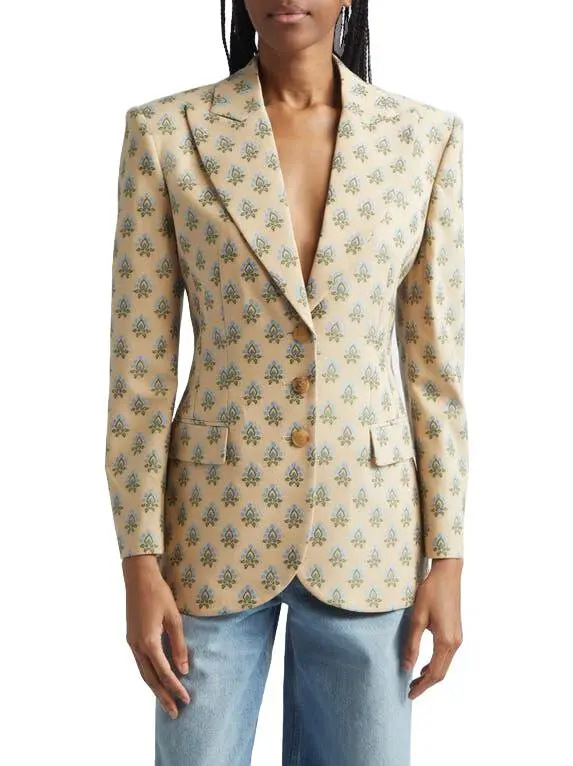 Etro Foulard Print Wool-blend Jacket - Beige/blue Multicolor