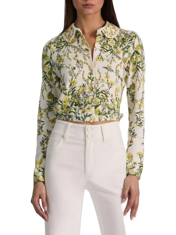Alice + Olivia Floral Cotton Blend Cardigan With Removable Collar - Fresh Air Butter