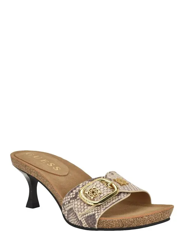 Guess Dexta Buckle Strap Sandal - Light Natural