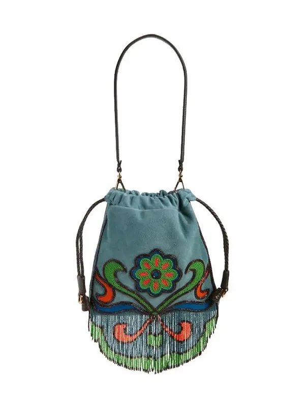 Etro Kalispera Beaded Fringe Shoulder Bag - Rosa Antico