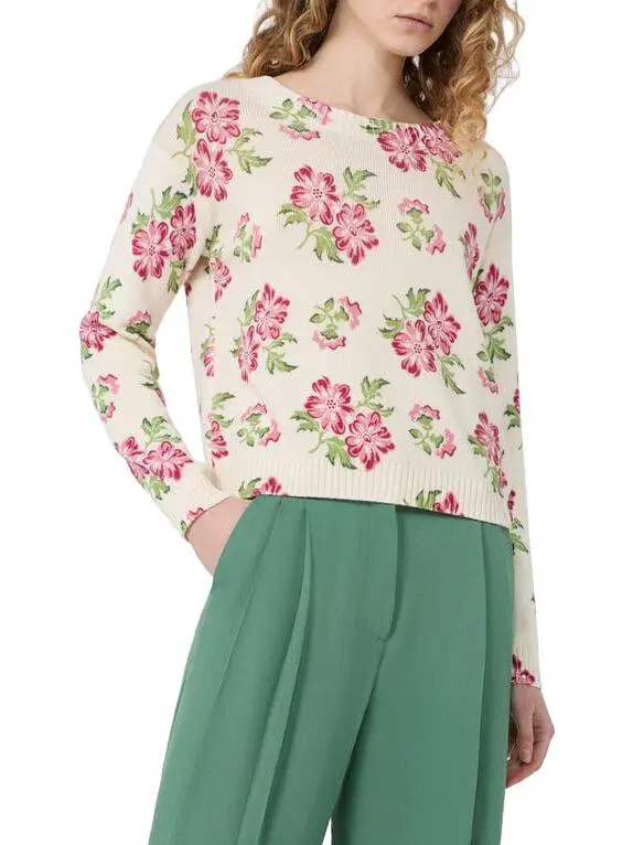 Max Mara Floral Cotton Sweater - Ecru