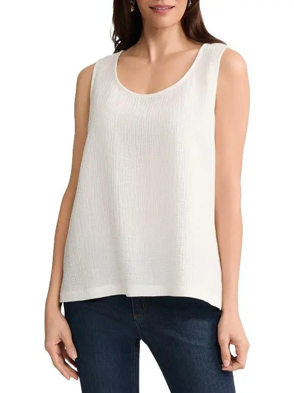 Jones New York Textured Cotton Tank - Natural White