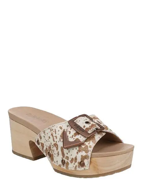 Dr. Scholl'S Rodeo Platform Slide Sandal - Tan Calf Hair