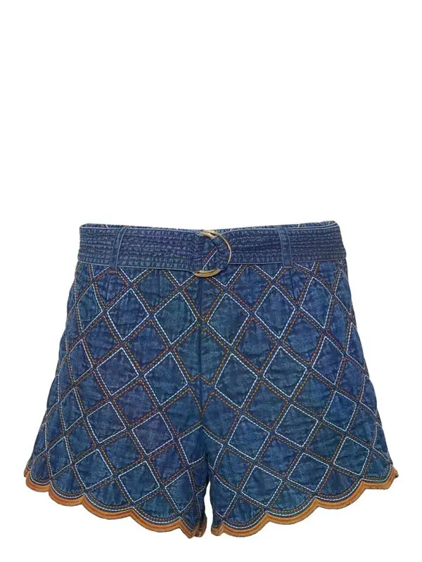 Cara Cara Scallop-hem Shorts - Blue