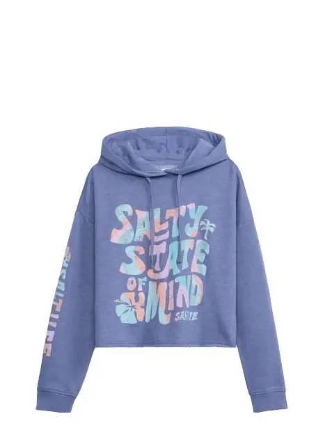 SALT LIFE Long Sleeve Cropped Hoodie - Indigo