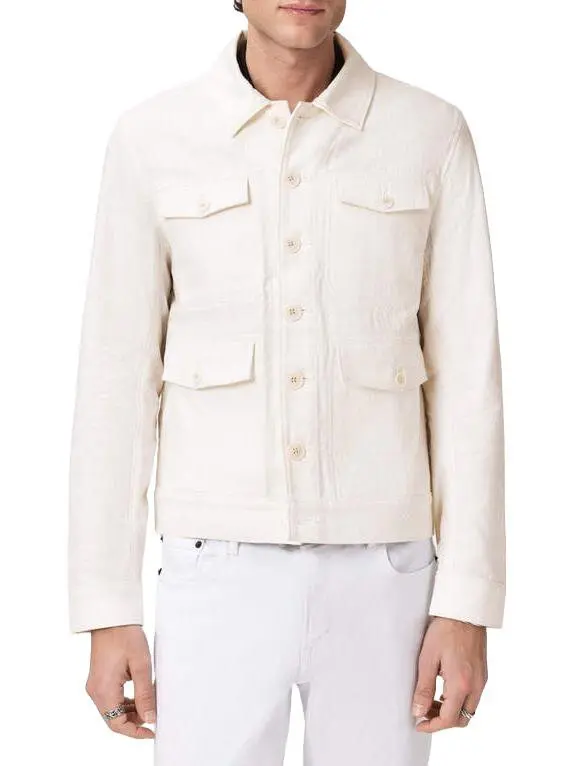 John Varvatos Briggs Textured Cotton Trucker Jacket - Ivory