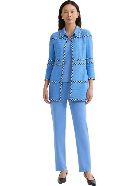 Misook Trimmed Knit Jacket - Blue