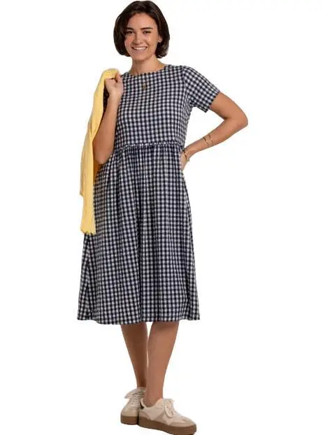 BRAKEBURN Perla Gingham Midi Dress - Blue