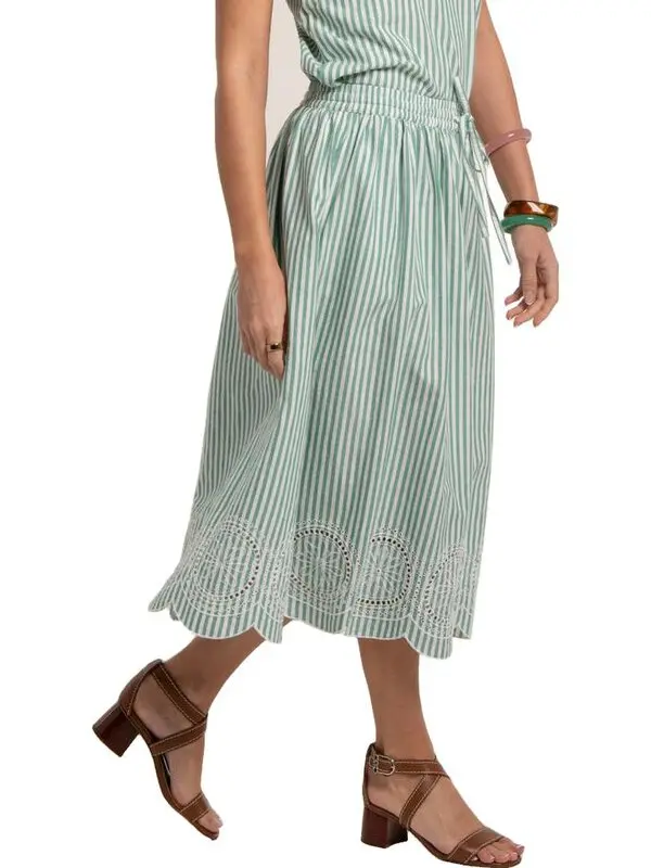 BRAKEBURN Hannah Embroidery Midi Skirt - Green