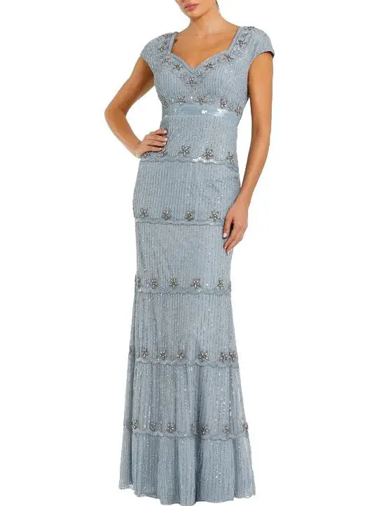 Mac Duggal Beaded Sweetheart Neck Gown - Powder Blue
