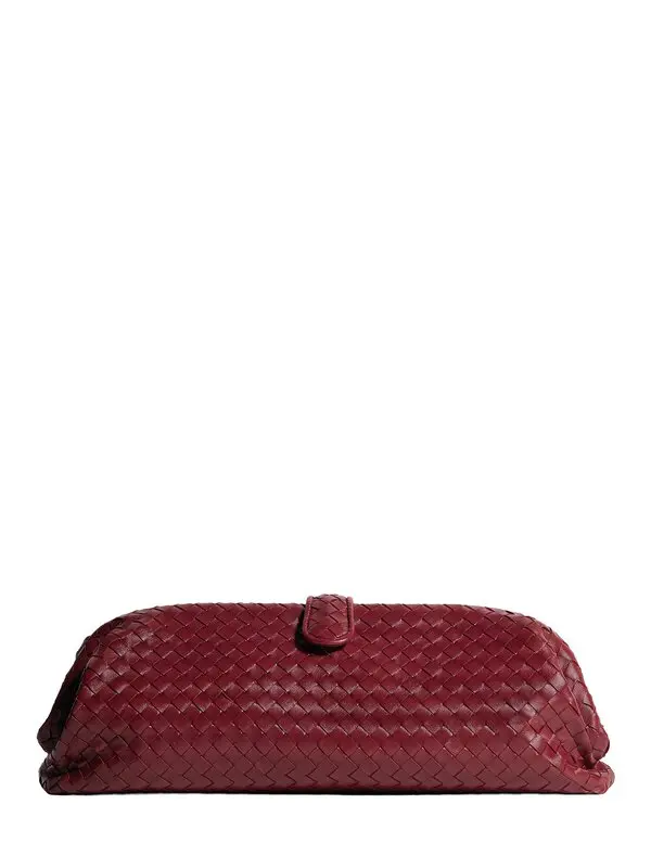 Bottega Veneta Intrecciato Leather Clutch - Lava Red