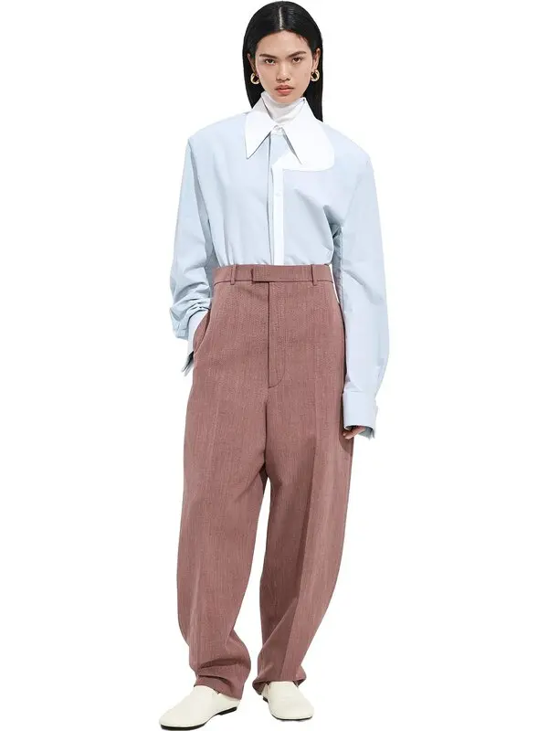 Bottega Veneta Wool And Linen Toile Pants - Pink/carrubo Mel