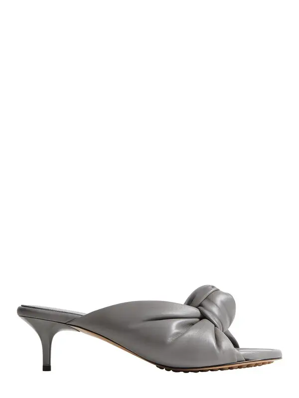 Bottega Veneta Leather Kitten Heel Mule Sandal - Basalt